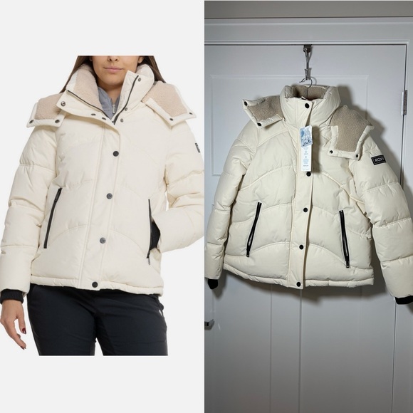 Roxy | Jackets & Coats | Roxy Cream Puffer Jacket With Quilted Design ...